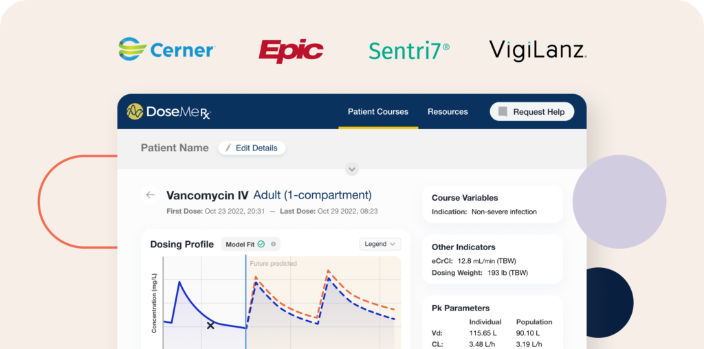 Integrations with Epic, Cerner, Sentri7, VigiLanz | DoseMeRx